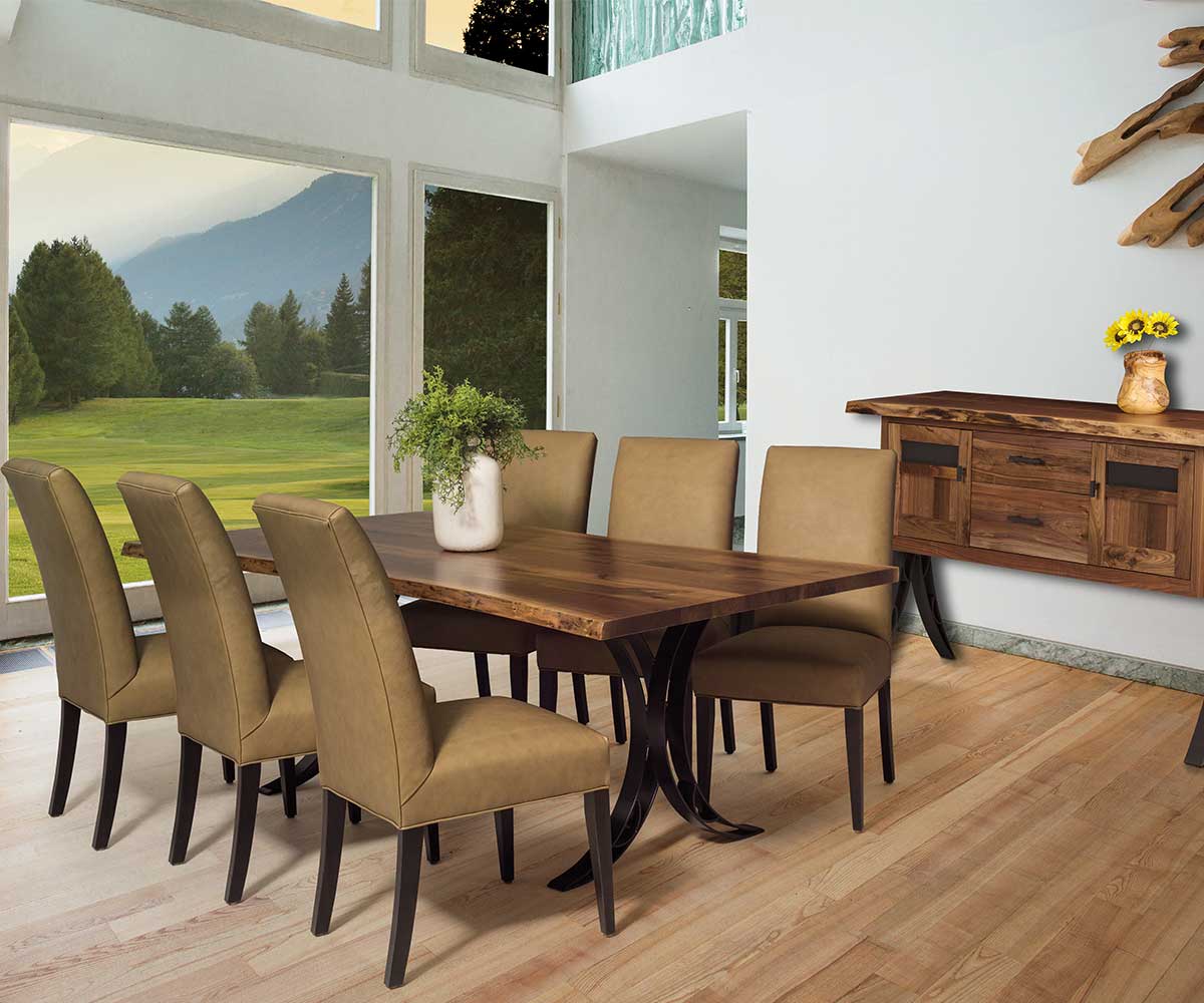 Live Edge Dining Table with Double Curved Base - Barkman Furniture